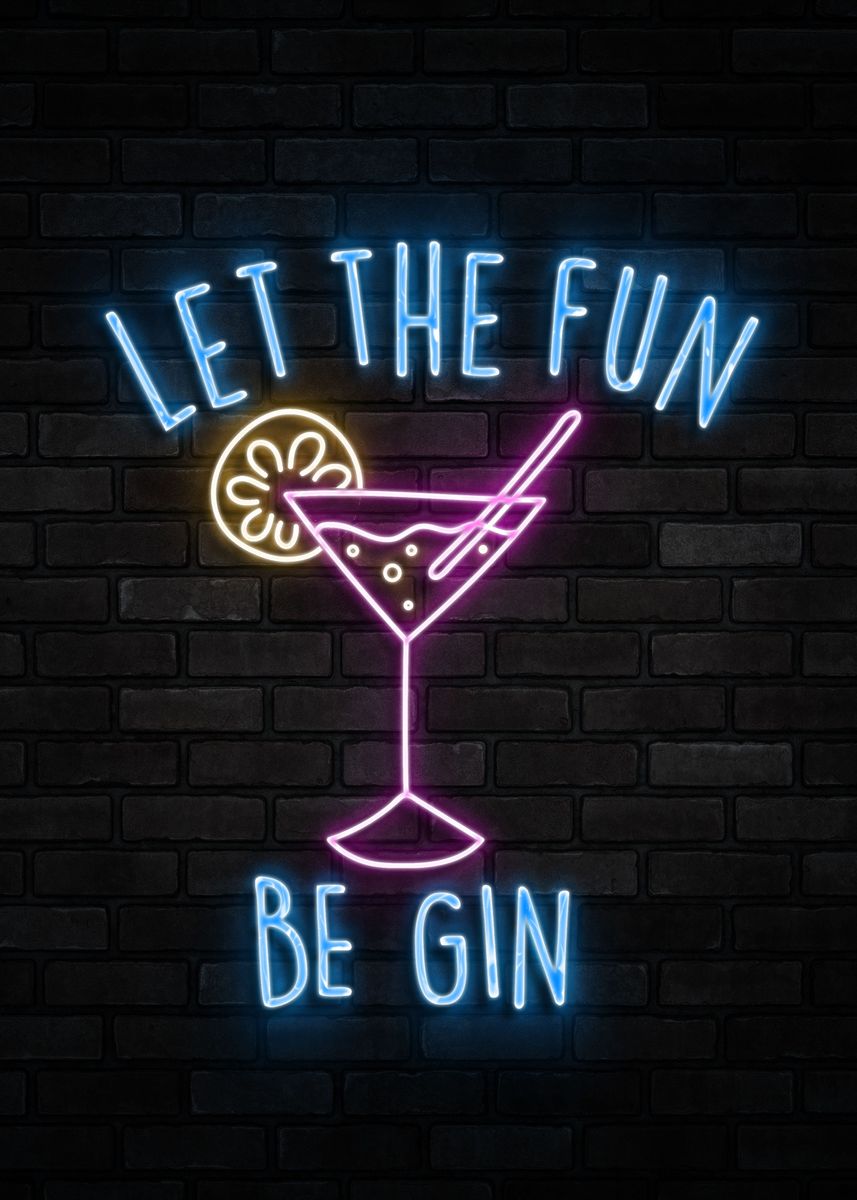 'Let the Fun Be Gin' Poster, picture, metal print, paint by Ba Ab ...