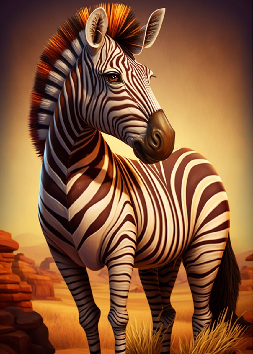 'Comic Zebra' Poster, picture, metal print, paint by Zukato | Displate