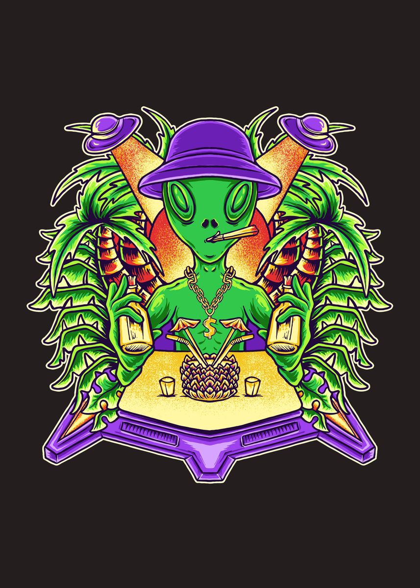 'Alien summer flamingo' Poster, picture, metal print, paint by Tran Duc ...