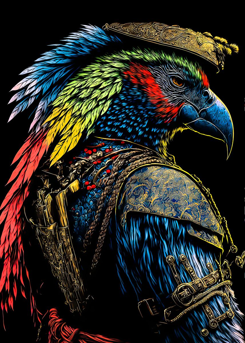 'Bird Warrior' Poster, picture, metal print, paint by Sbastien Mahieuxe ...