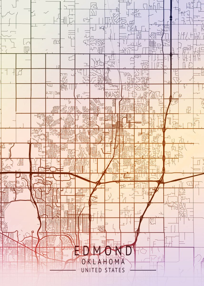 'Edmond Oklahoma USA City M' Poster, picture, metal print, paint by ...