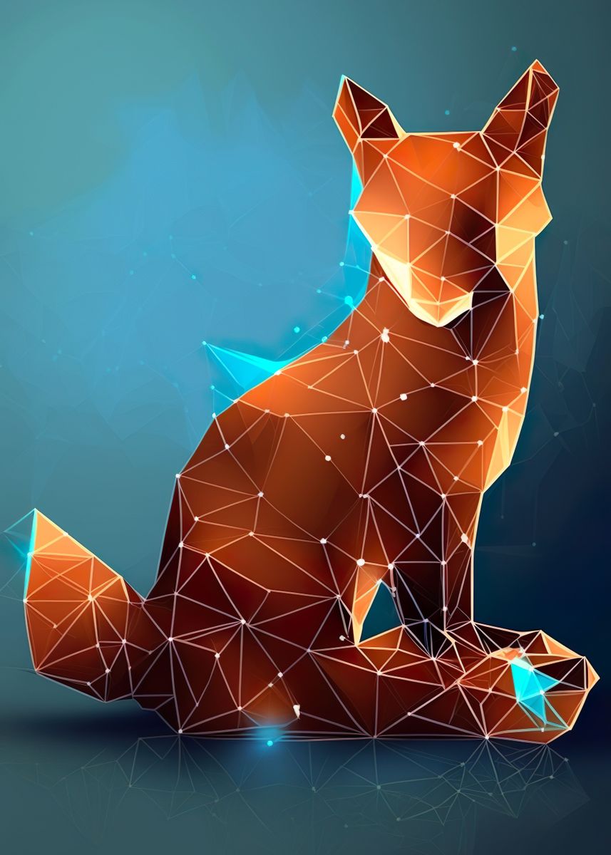 'Low Poly Fox Poster' Poster, picture, metal print, paint by Mark ...