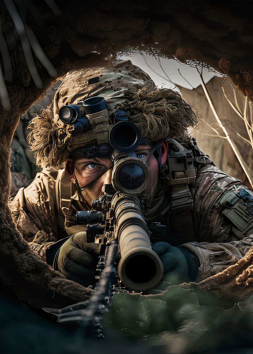 'Sniper' Poster, picture, metal print, paint by Graphic Japanese | Displate