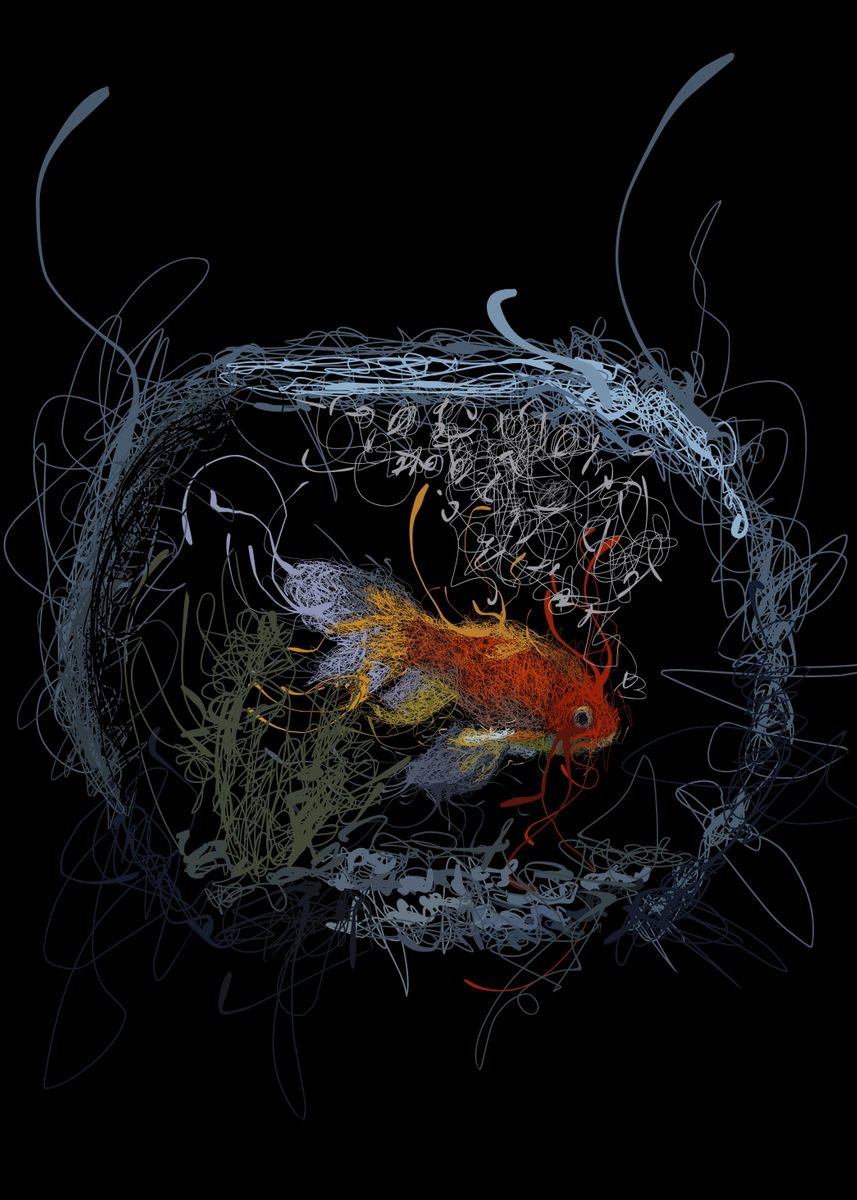 'Scribble Fish' Poster, picture, metal print, paint by Dhega Priya ...