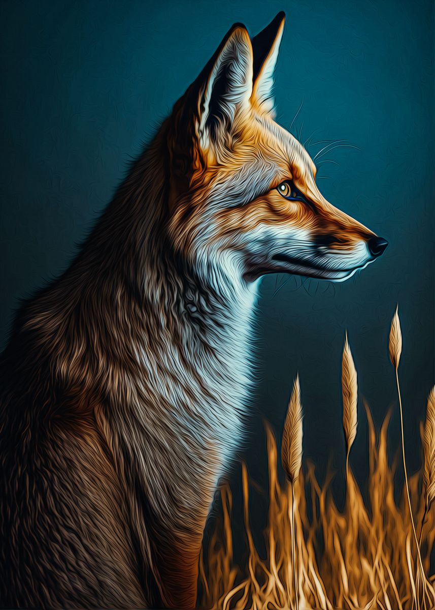 'Fox' Poster, picture, metal print, paint by Tiker Arts | Displate