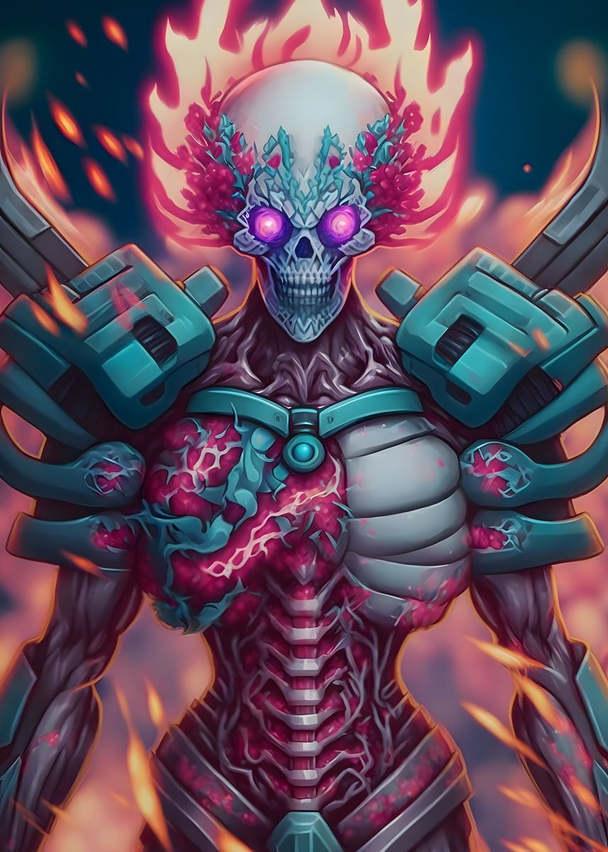 'Hyper Psychic Skeleton' Poster, picture, metal print, paint by ...