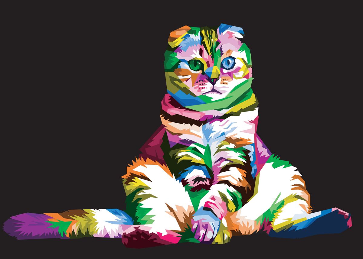 'Colorful funny cat' Poster by Le Duc Hiep | Displate