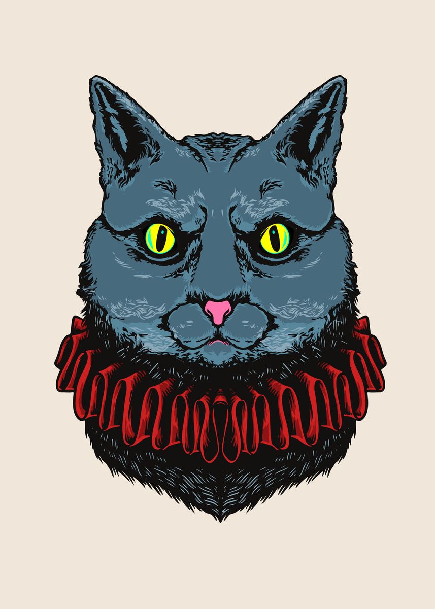 'Head cat' Poster, picture, metal print, paint by JusticeEichmann ...
