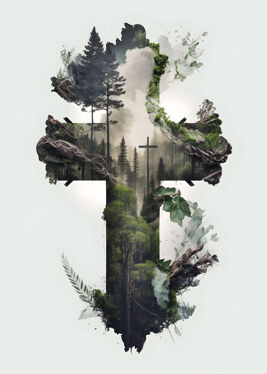 'Cross Symbol Nature' Poster, picture, metal print, paint by Hatless ...