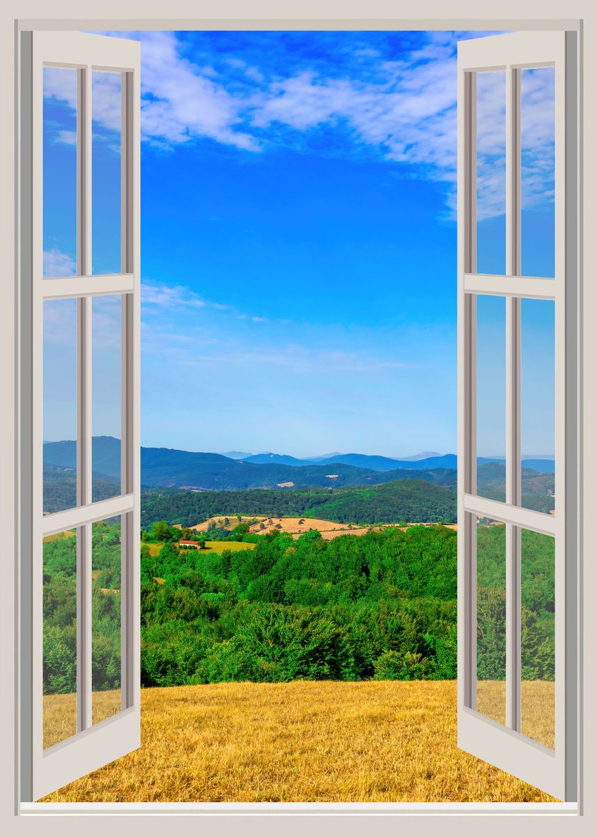 'Window view landscape' Poster, picture, metal print, paint by Vicen ...