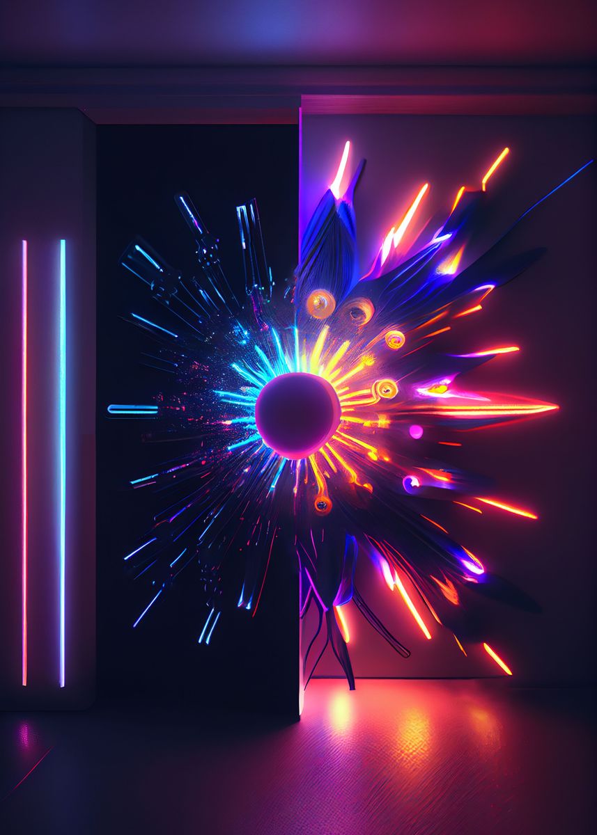 'Neon lighting abstract' Poster, picture, metal print, paint by ...