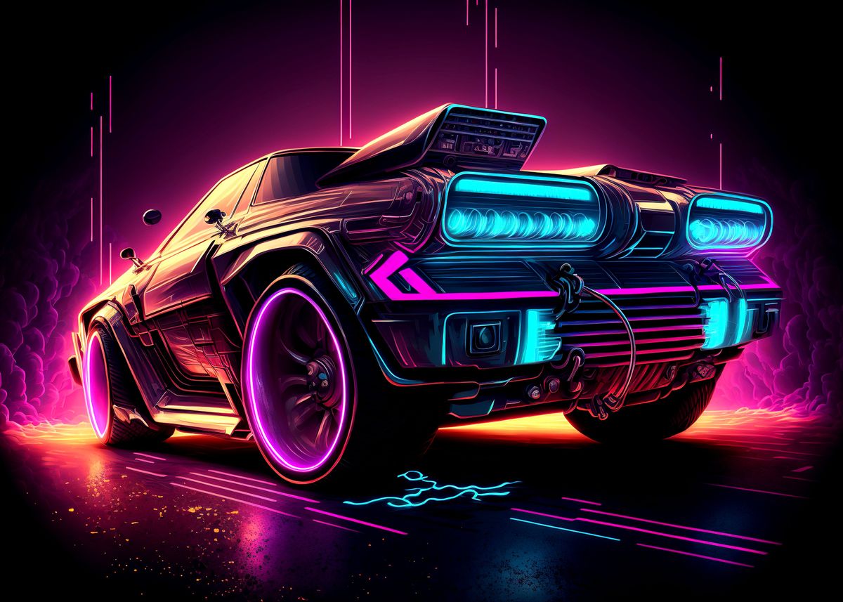 'Sportcar neon' Poster by FotoKonzepte | Displate
