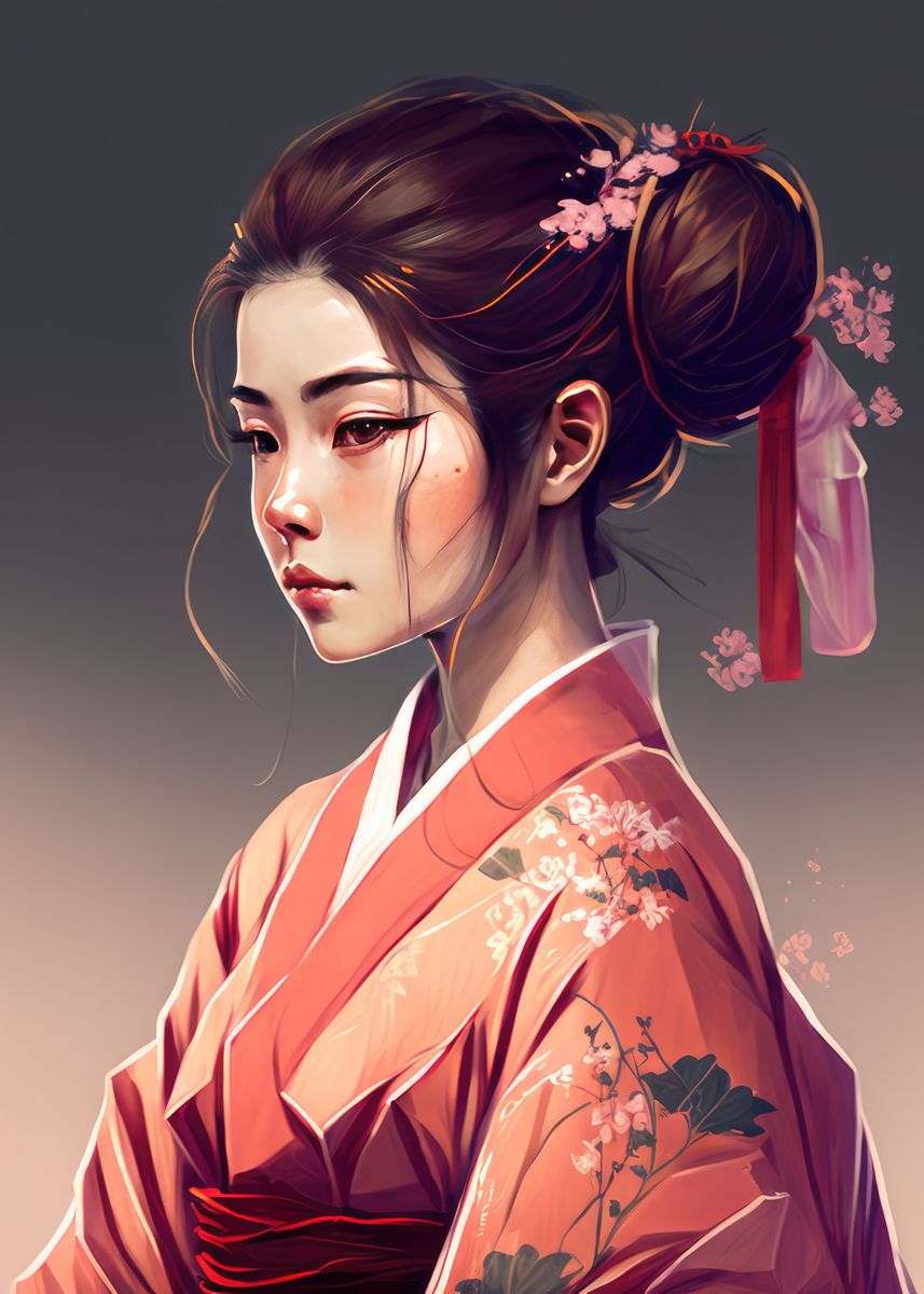 'Japanese Portrait ' Poster, picture, metal print, paint by IArtWork ...