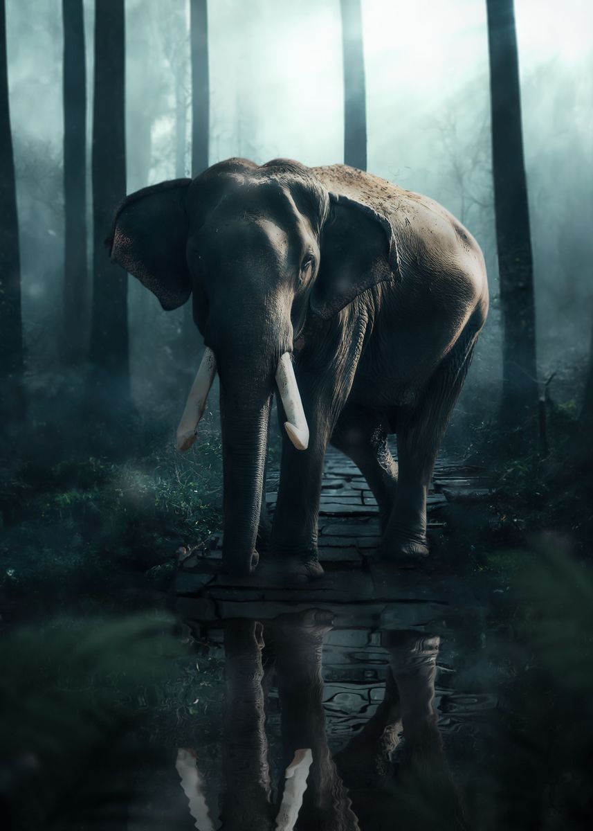 'Mystic elephant' Poster, picture, metal print, paint by Karolina ...