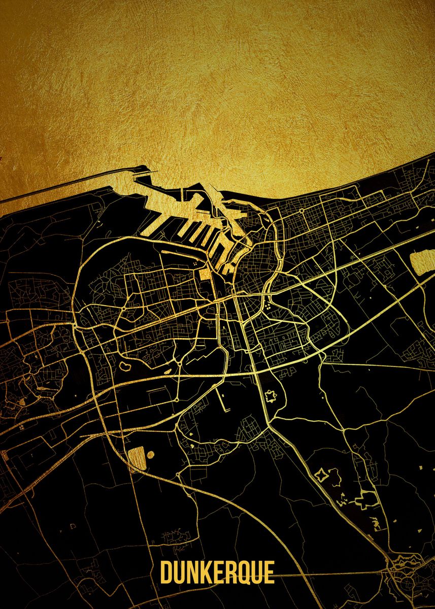 'Dunkerque gold map' Poster, picture, metal print, paint by LUNGHISTE ...