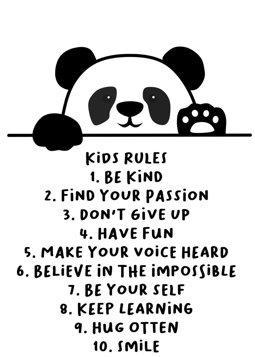 'Panda Kids Rules' Poster, picture, metal print, paint by Ryan | Displate