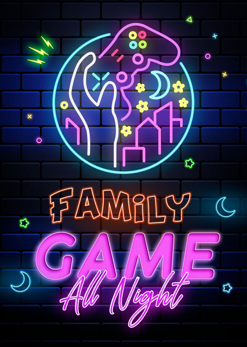 'family game all night ' Poster, picture, metal print, paint by Ron ...
