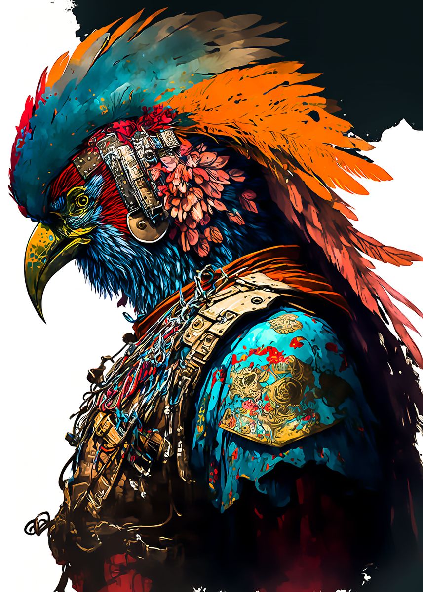 'Bird Warrior' Poster, picture, metal print, paint by Sbastien Mahieuxe ...