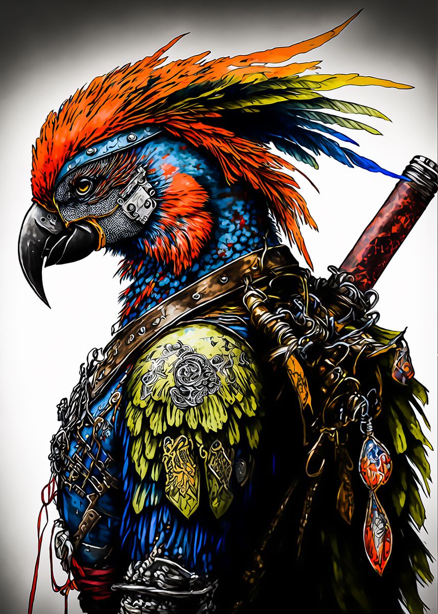 'Bird Warrior' Poster, picture, metal print, paint by Sbastien Mahieuxe ...