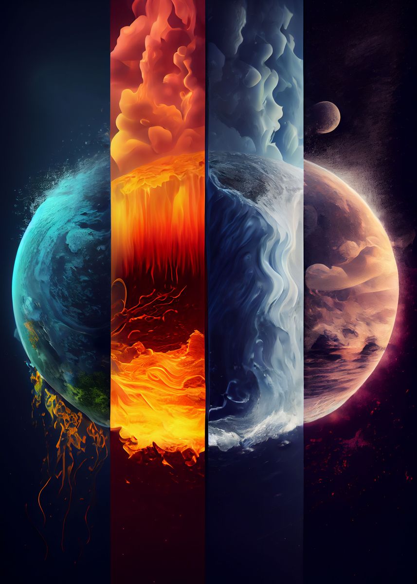 'The four elements' Poster, picture, metal print, paint by Bofferding ...