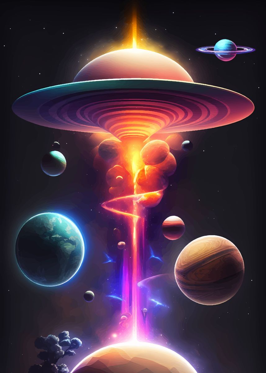 'Planetary system' Poster, picture, metal print, paint by Hasnaa Art ...