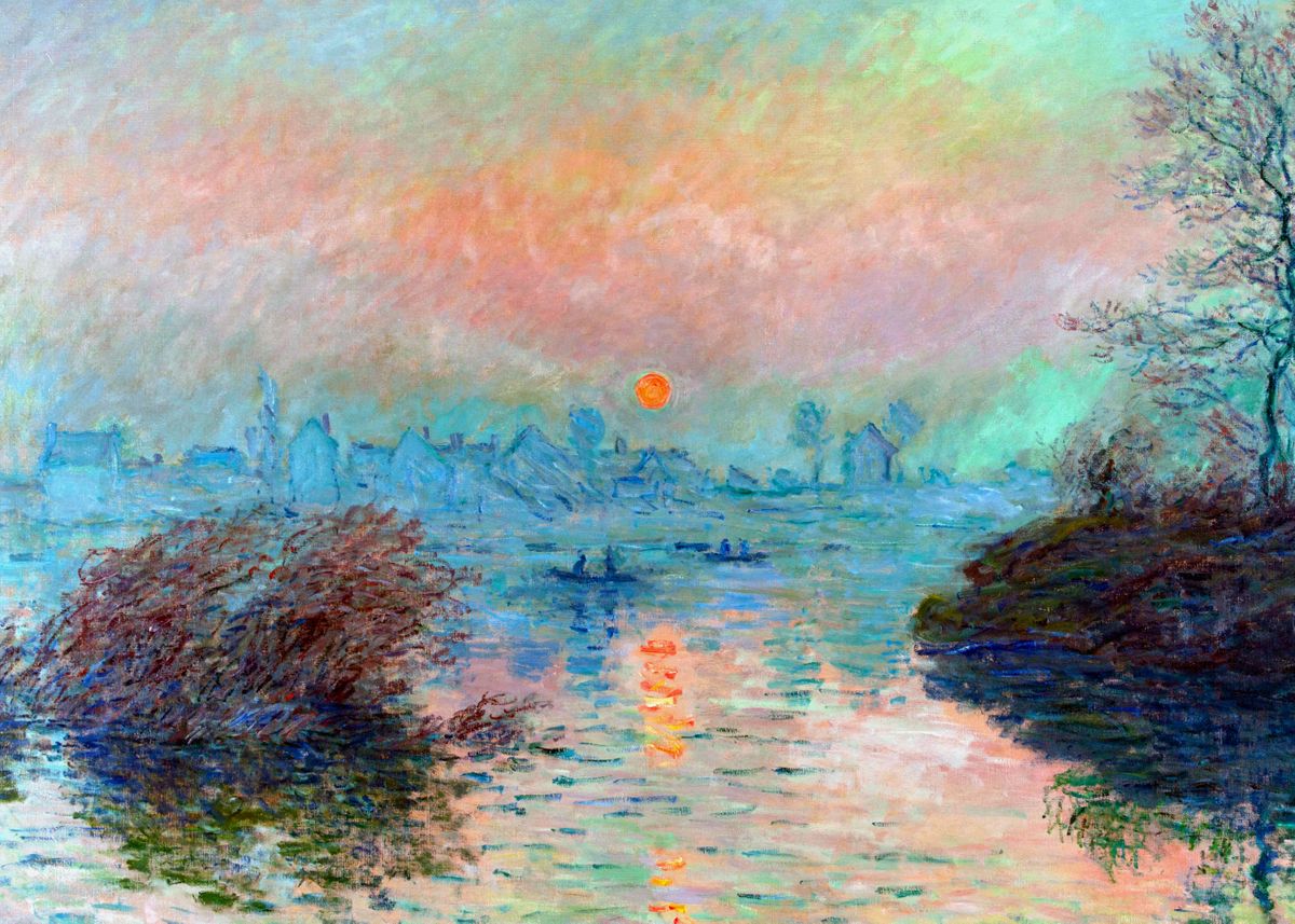 'Sunset on the Seine Monet' Poster by ViktorDesigns | Displate