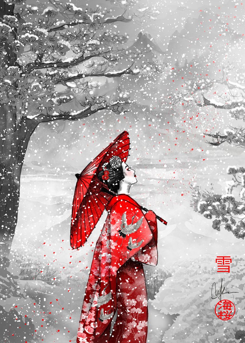 'Yuki Snow Flower ' Poster, picture, metal print, paint by Marine Loup ...