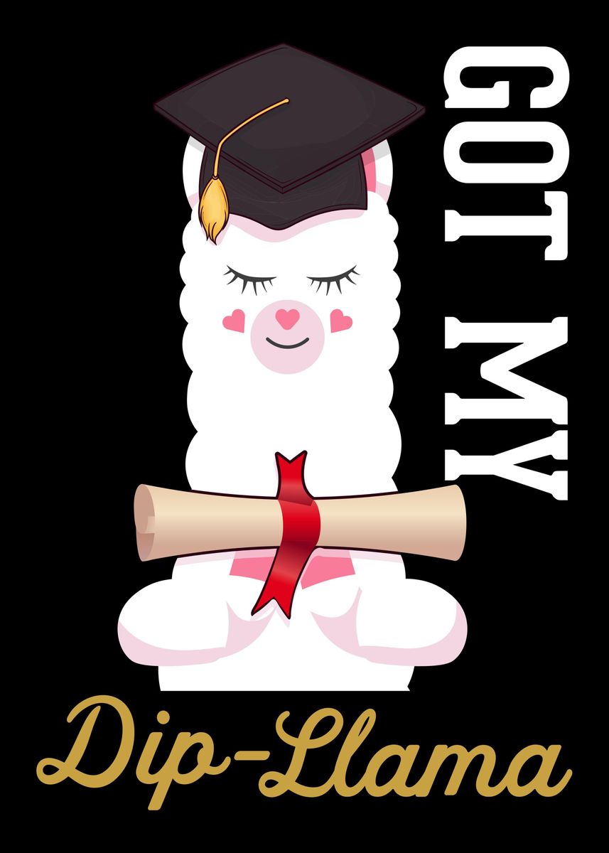 'Graduation Llama Alpace' Poster, picture, metal print, paint by ...