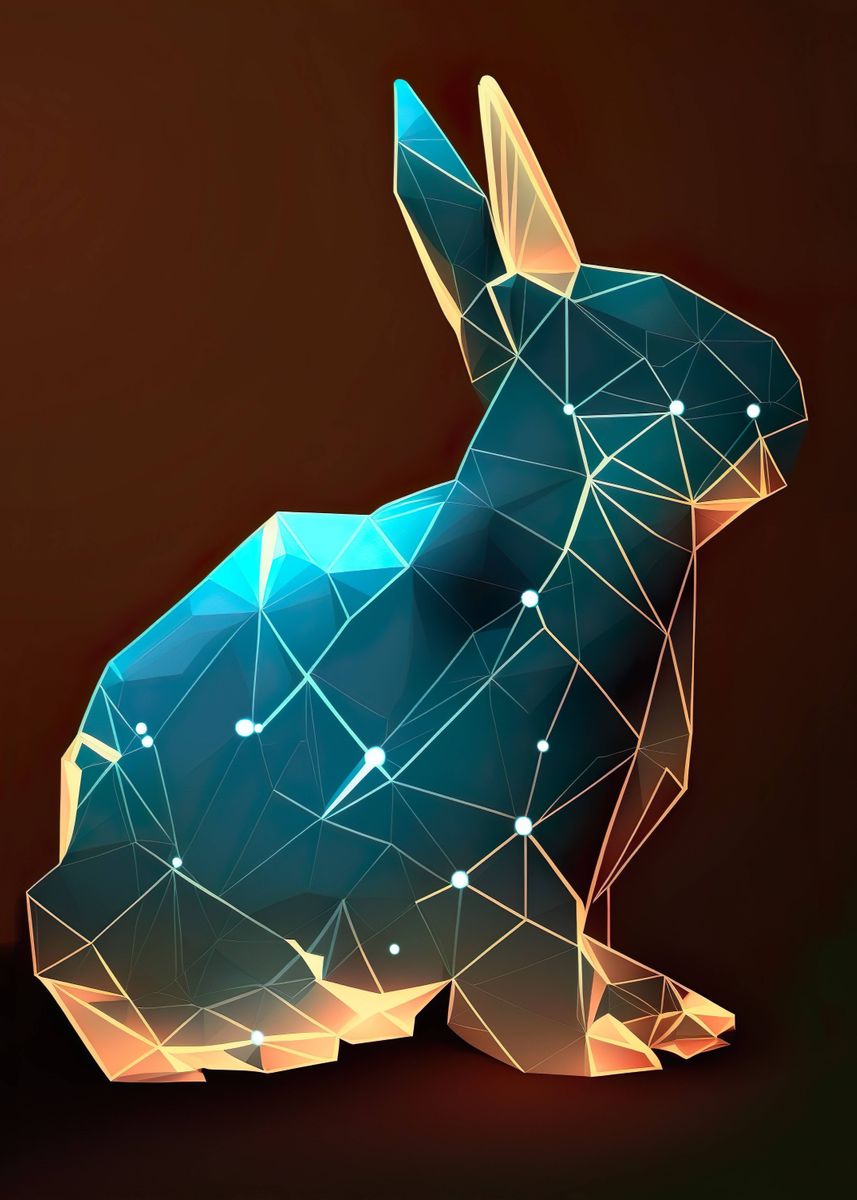 'Low Poly Rabbit Poster' Poster, picture, metal print, paint by Mark ...