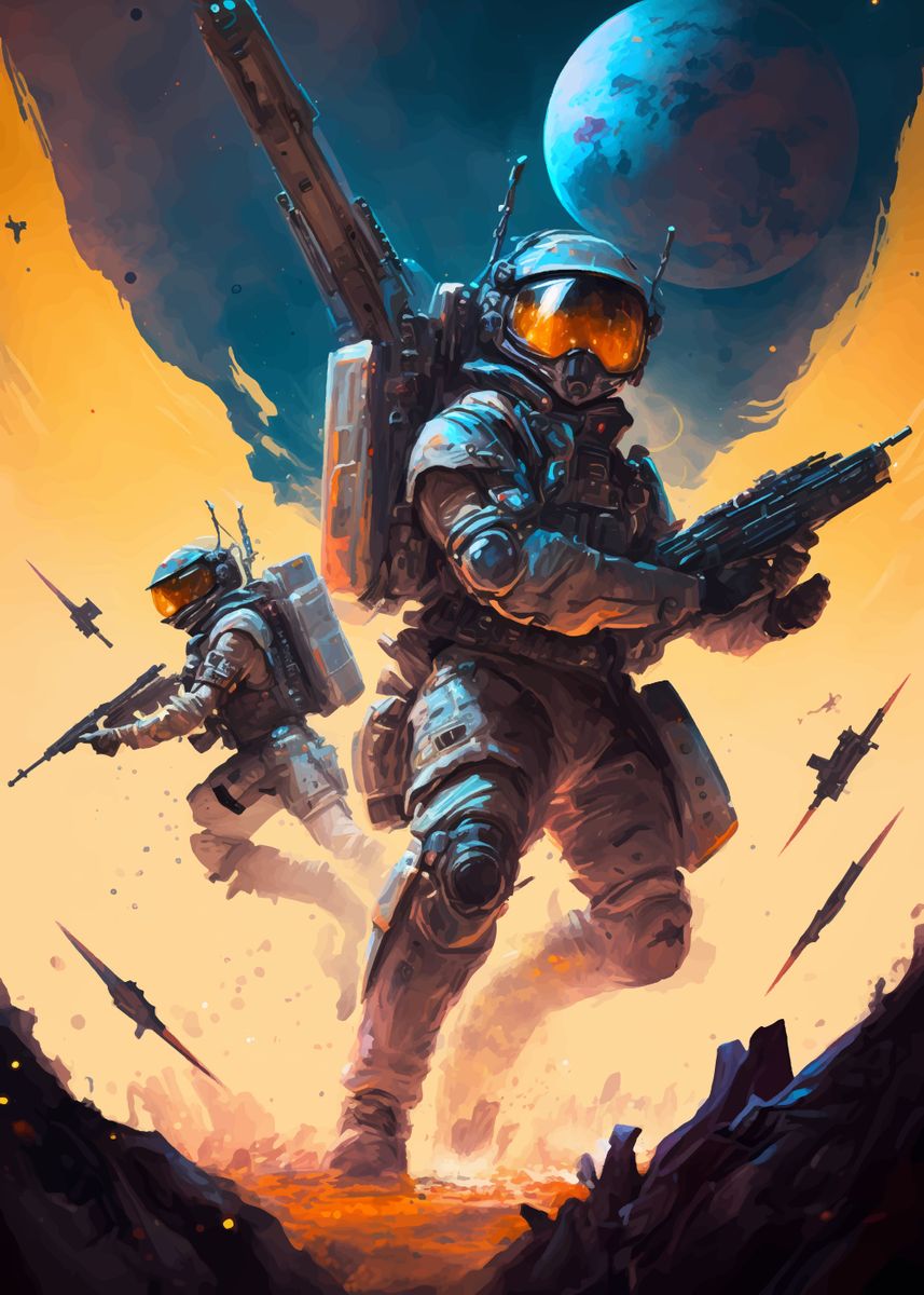 'space war' Poster, picture, metal print, paint by Hasnaa Art | Displate