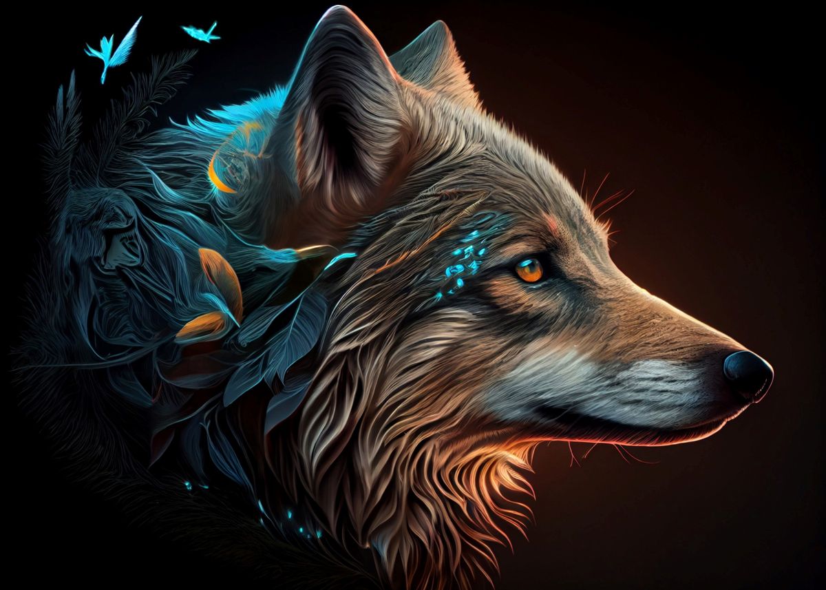 'Blue wolf' Poster by Below Horizon | Displate