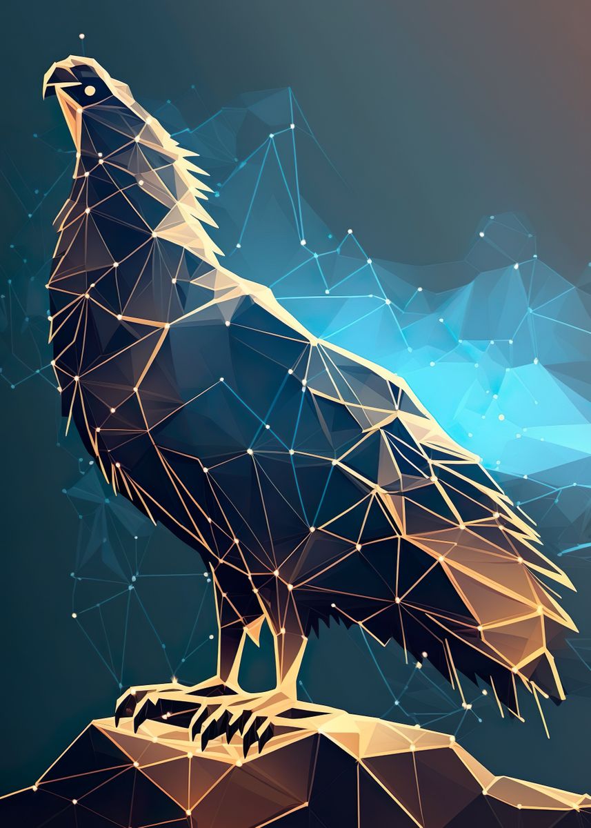 'Low Poly Eagle Poster' Poster, picture, metal print, paint by Mark ...