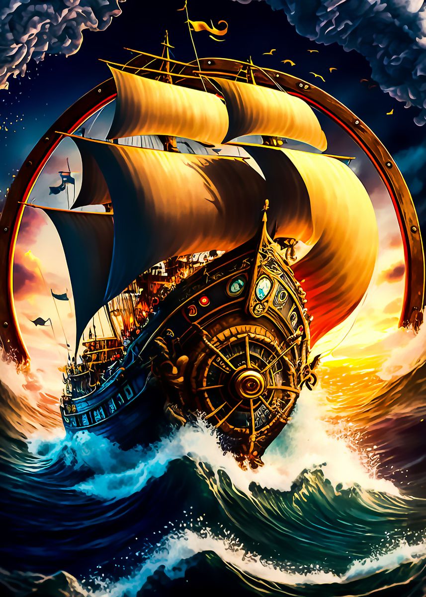 'Fantasy Ship' Poster, picture, metal print, paint by Renko Anmie ...