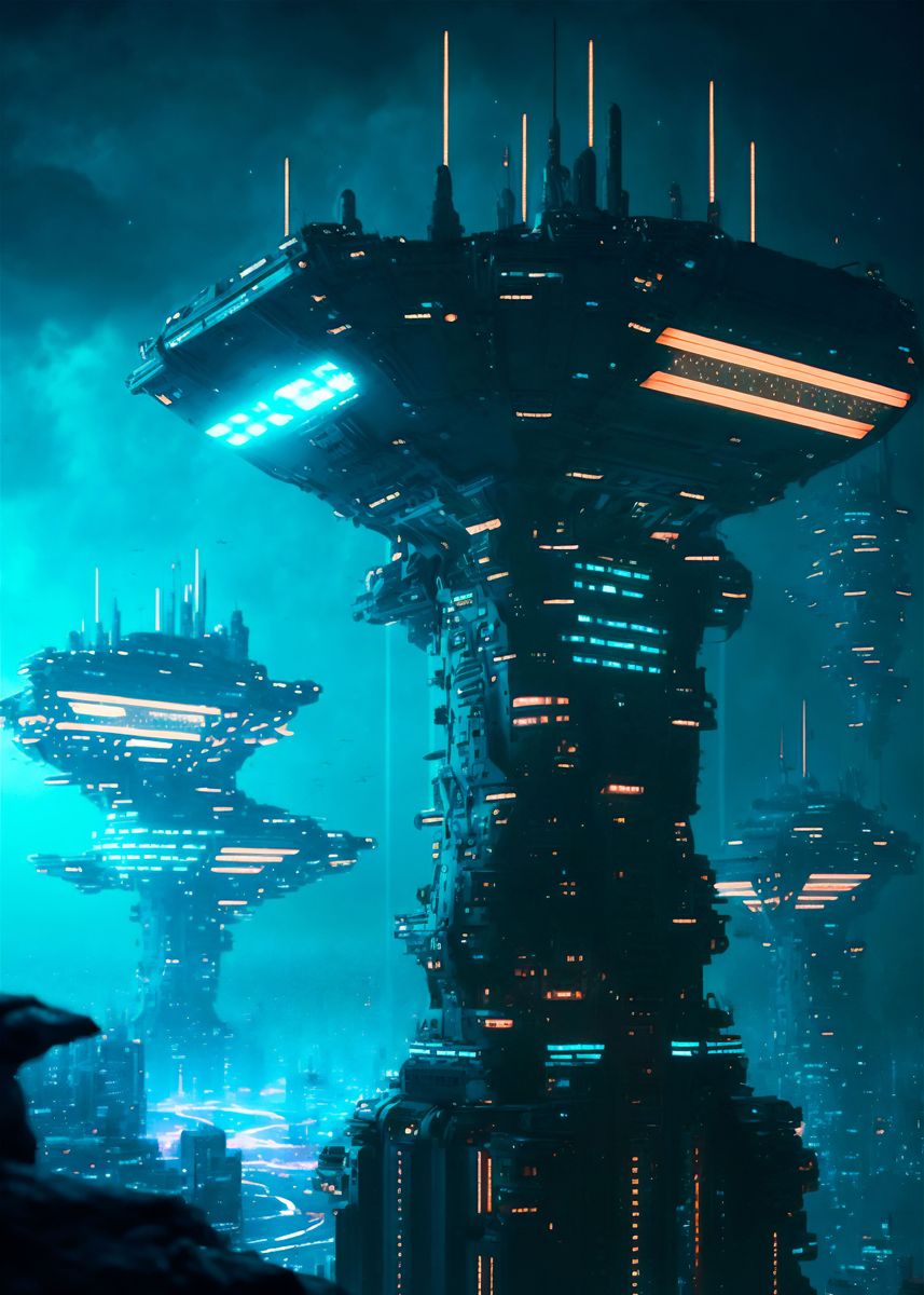 'Futuristic Tower' Poster, picture, metal print, paint by ...