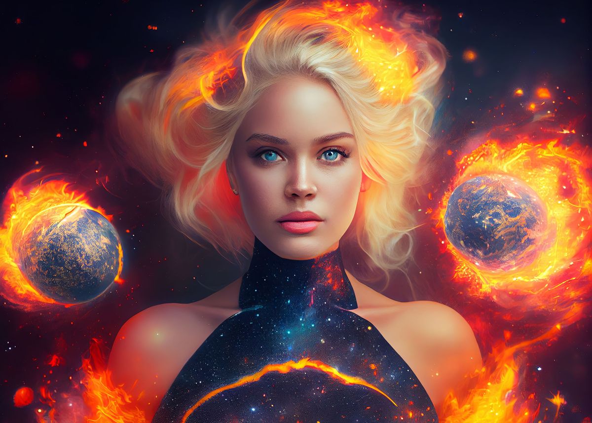 'Planets around Women' Poster by ReudigaArts | Displate