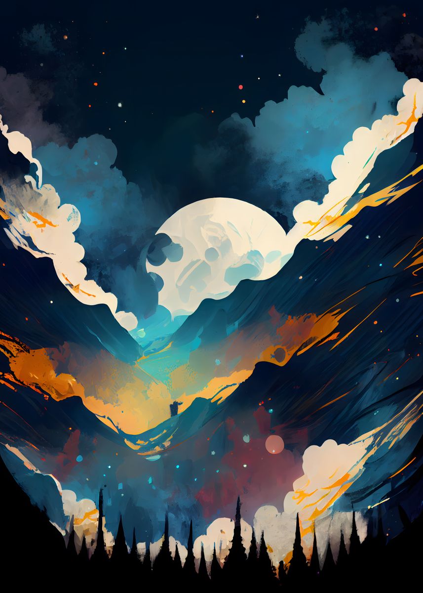 'Aerial Symphony' Poster, picture, metal print, paint by Katsu | Displate