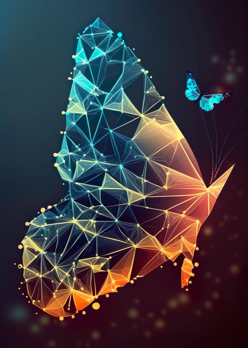 'Low Poly Butterfly Poster' Poster, picture, metal print, paint by Mark ...