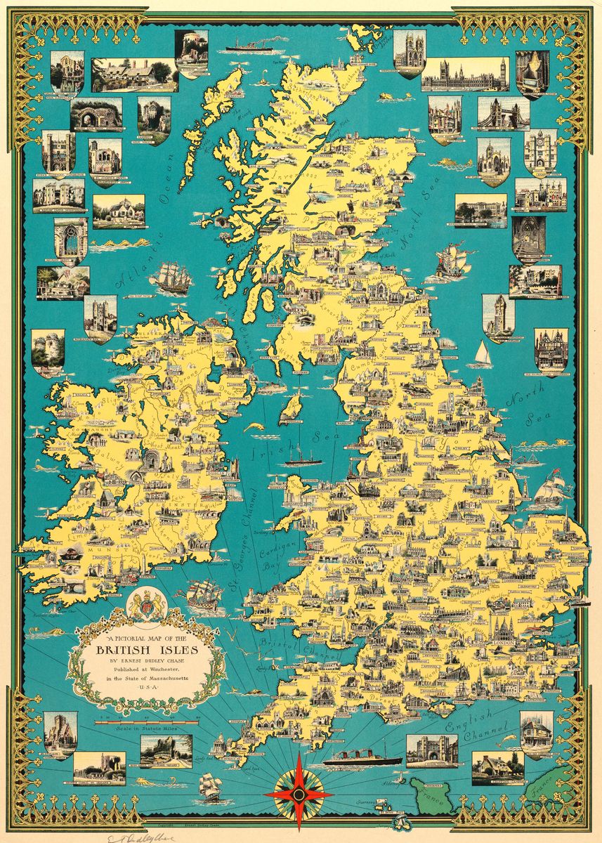 'Map of the British Isles' Poster, picture, metal print, paint by ...