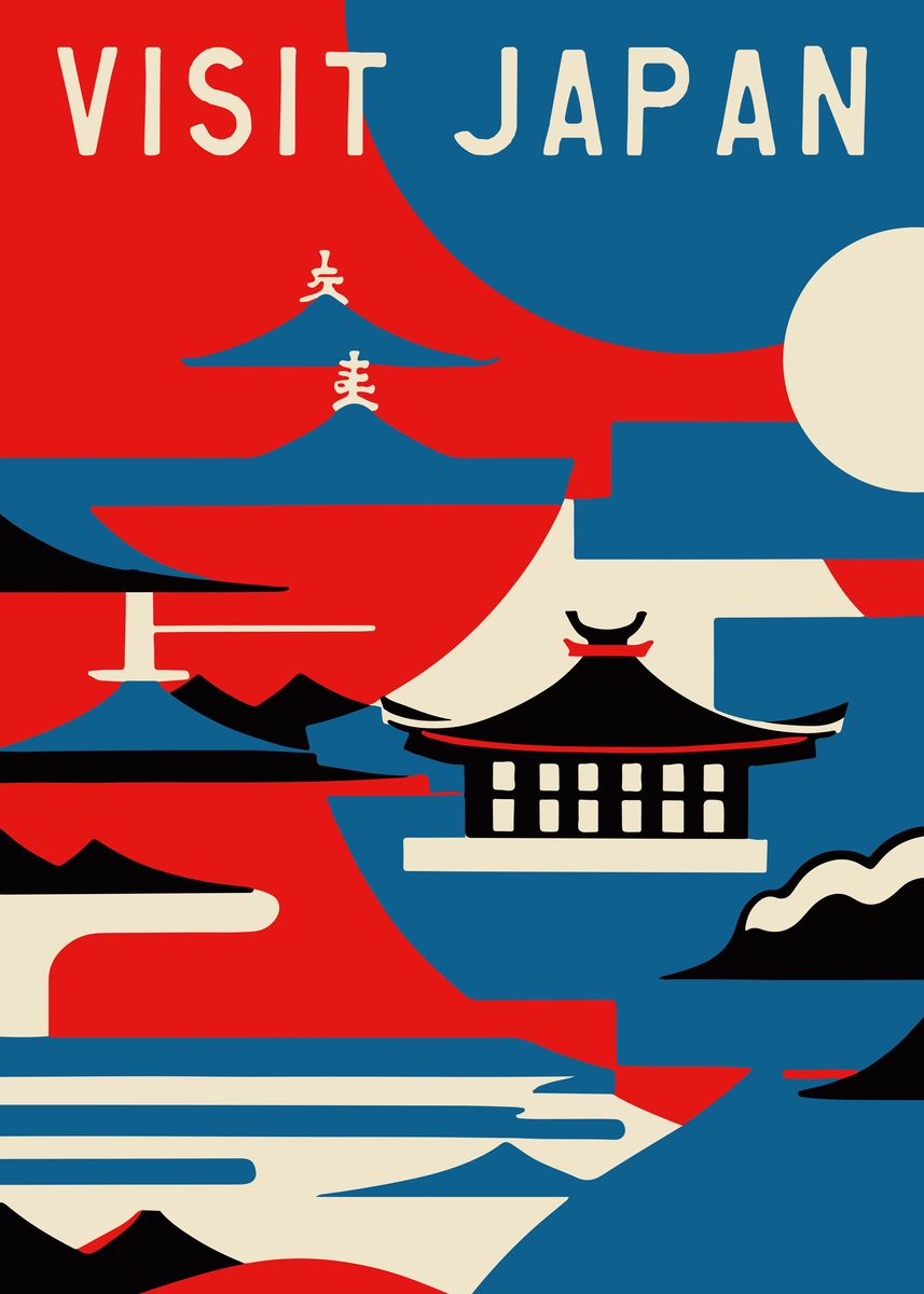 'VISIT JAPAN minimalist art' Poster by BluePinkPanther | Displate