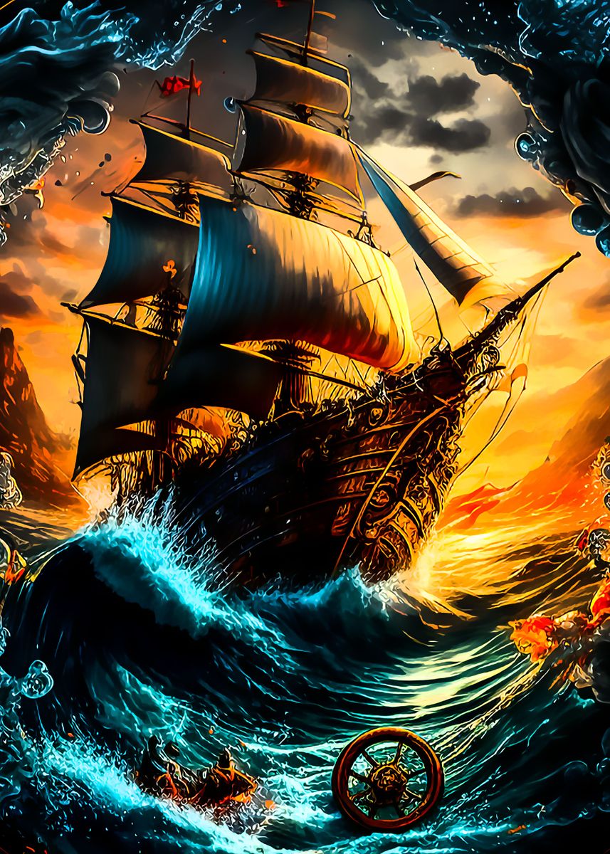 'Fantasy Ship' Poster, picture, metal print, paint by Renko Anmie ...