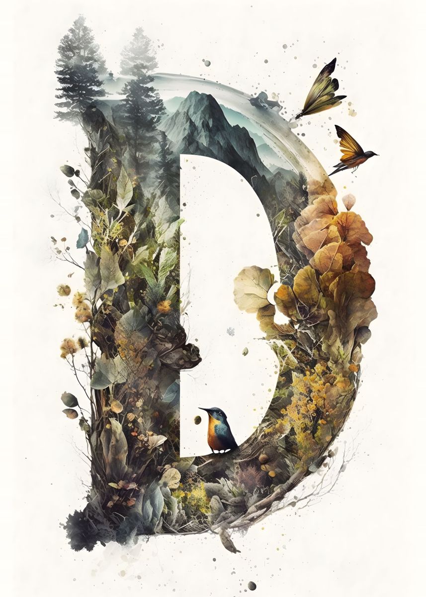 'Letter D Double Exposure' Poster, picture, metal print, paint by ...