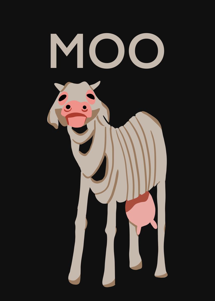'Milky White Moo' Poster, picture, metal print, paint by byebyesally ...