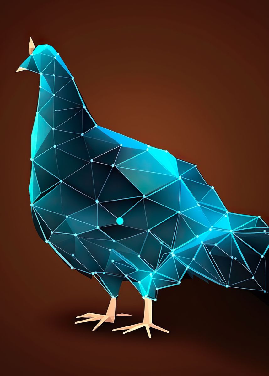 'Low Poly Chicken Poster' Poster, picture, metal print, paint by Mark ...