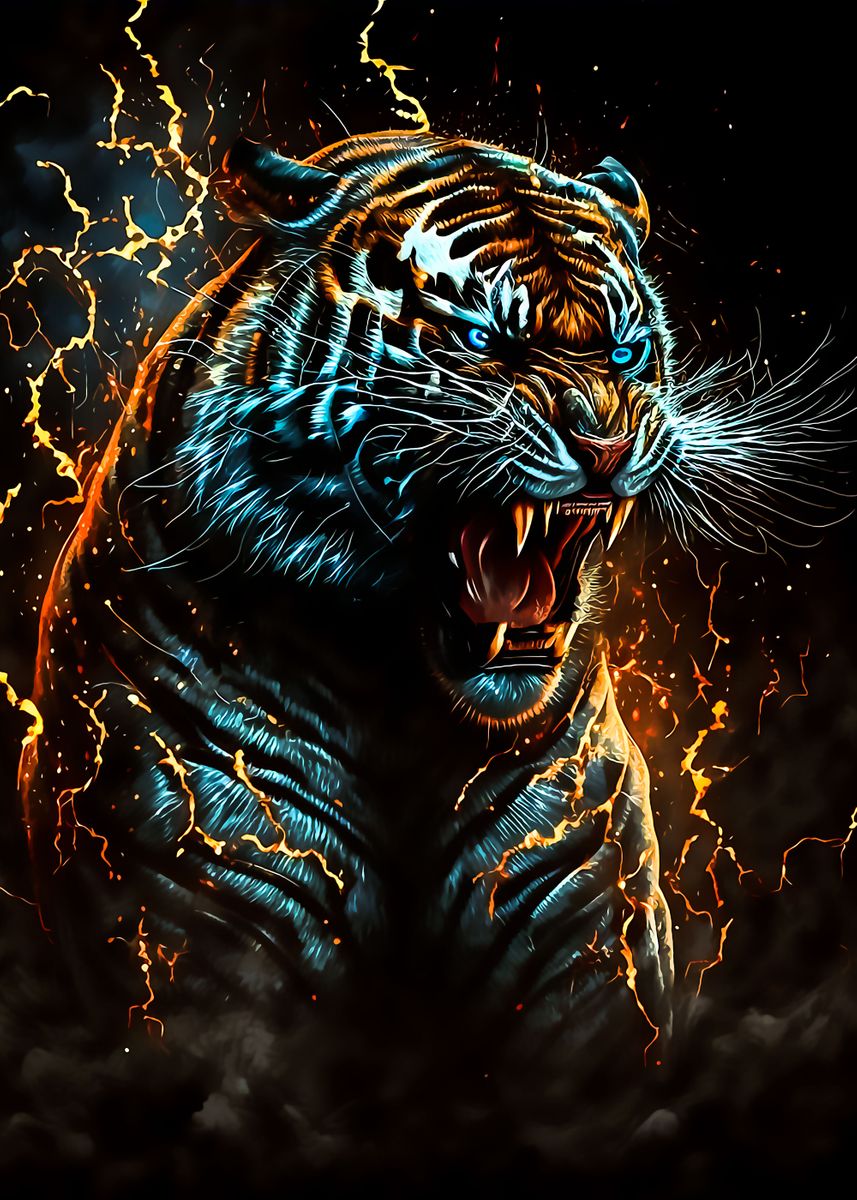 'Tiger' Poster, picture, metal print, paint by Tiker Arts | Displate