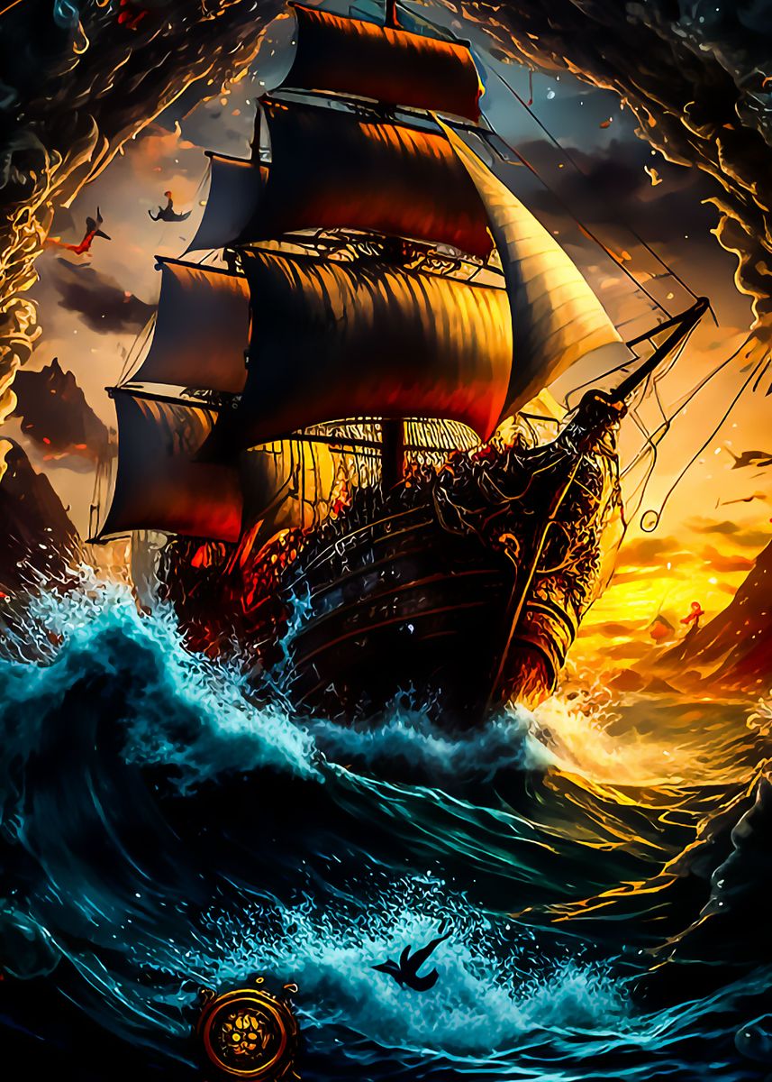 'Fantasy Ship' Poster, picture, metal print, paint by Renko Anmie ...