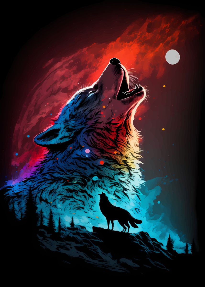 'Ghost Wolf' Poster, picture, metal print, paint by Hasnaa Art | Displate
