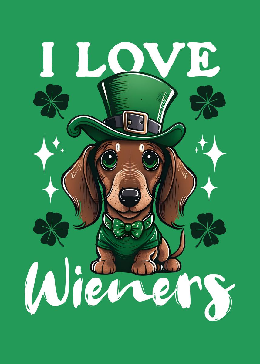 'St Patricks Day Dachshund' Poster, picture, metal print, paint by Phil ...