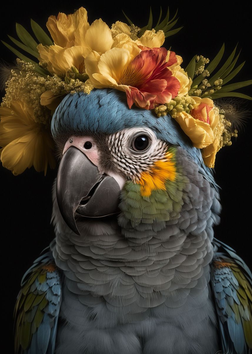 'cute baby fluffy parrot ' Poster, picture, metal print, paint by mk ...