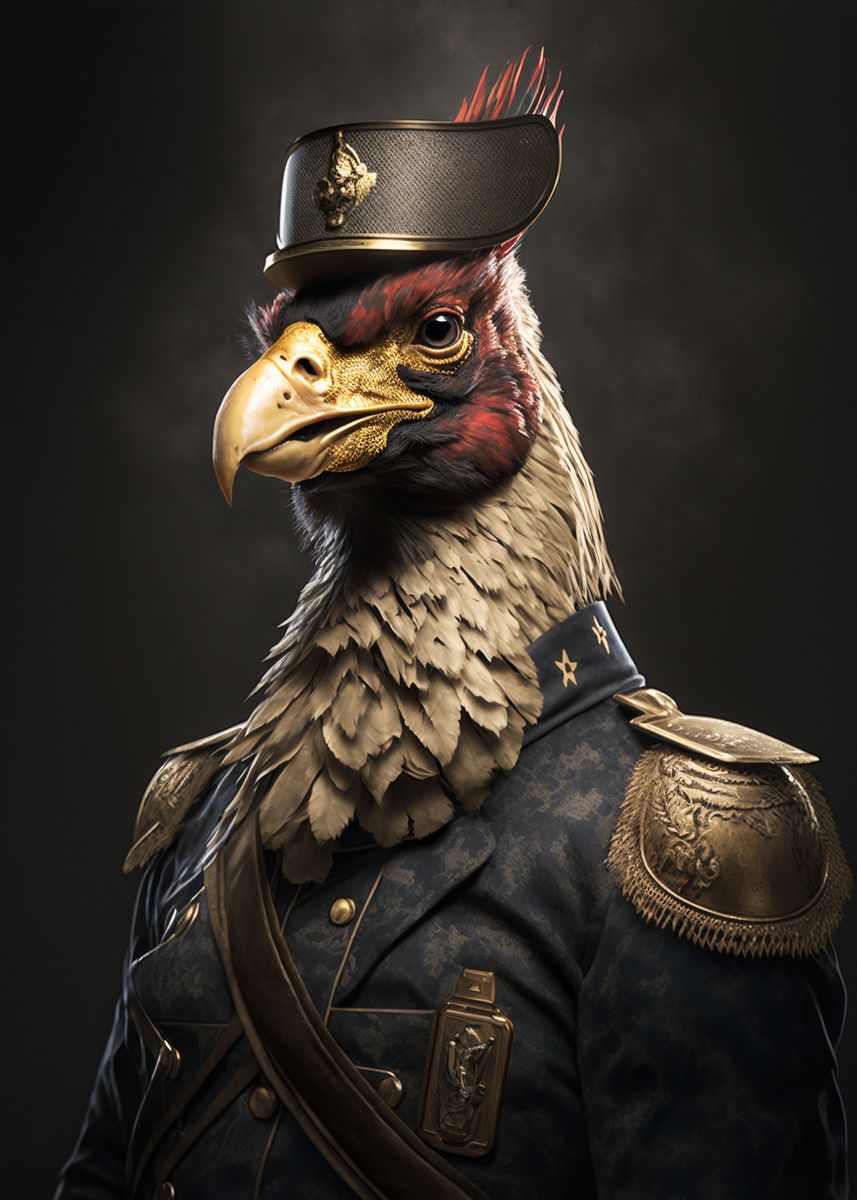 'Chicken War Portrait 4' Poster, picture, metal print, paint by Steven ...