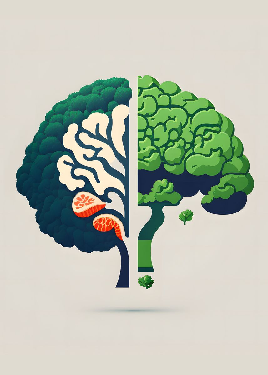 'brain and broccoli' Poster, picture, metal print, paint by Nguyen ...